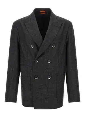Barena Venezia Doria Virgin Wool Double-breasted Blazer Jacket - Gray