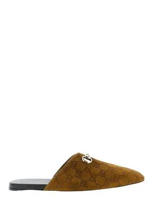 Gucci Suede Horsebit Sabots - Brown