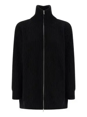 MAISON MARGIELA Ribbed Wool Knit Cardigan Dress - Black