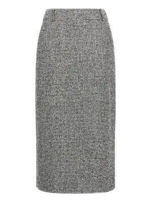 Ermanno Scervino Wool Blend Houndstooth Pencil Skirt - White/black