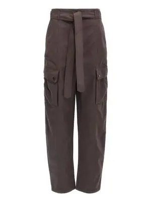 Andamane Xandra Suede-effect Cargo Trousers - Brown