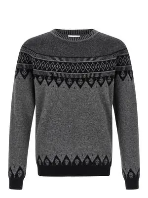 Alexander McQueen MCQUEEN Jacquard Skull Wool Sweater Gray