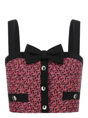 ALESSANDRA RICH ALESSANDRA RICH Tweed Crop Top With Bow Detail
