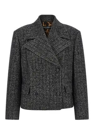 Dolce & Gabbana DOLCE & GABBANA Striped Wool Blazer White/black