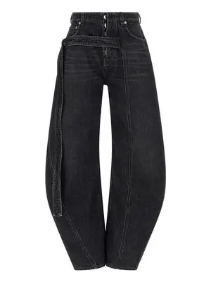 JEAN PAUL GAULTIER Low Waist Wide Leg Jeans - Black