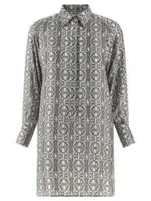 Max Mara Grembo Silk Twill Shirt Dress - Gray