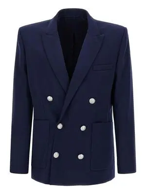 Balmain Grain De Poudre Blazer Blue