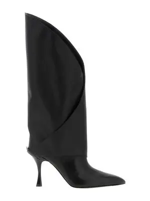 Balmain Twist' Leather Boots - Black