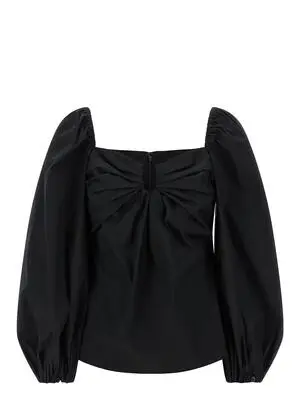 Carolina Herrera Puff Sleeve Top - Black
