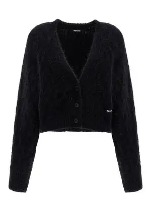 ROTATE BY BIRGER CHRISTENSEN Fluffy Knit Cardigan - Black