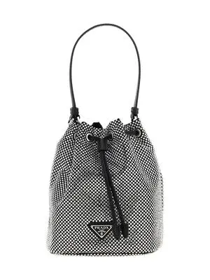 Prada PRADA Crystal Bucket Bag Gray