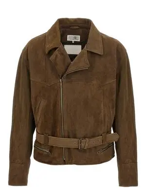MAISON MARGIELA MM6 MAISON MARGIELA Suede Biker Jacket