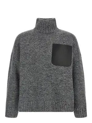 J.W.ANDERSON Leather Patch Pocket Mélange Sweater - Gray