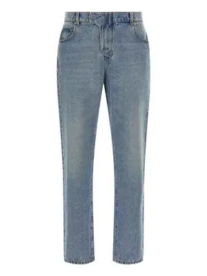 Balmain Stonewashed Cotton Denim Jeans - Blue