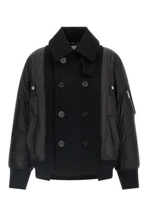Sacai Wool Insert Bomber Jacket - Black