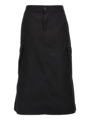 Carhartt Work In Progress Cotton Poplin Cargo Midi Skirt - Black