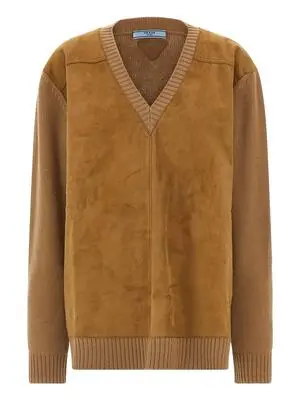 Prada PRADA Suede Sweater Brown