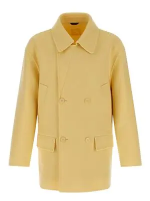 Fendi Virgin Wool Caban Coat - Yellow