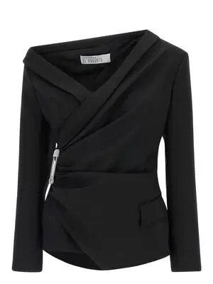 Giuseppe Di Morabito Asymmetrical Virgin Wool Blazer - Black