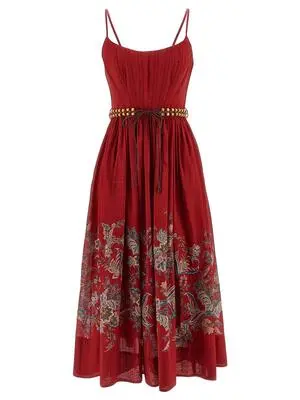Zimmermann Rhiannon Cotton Midi Dress - Red