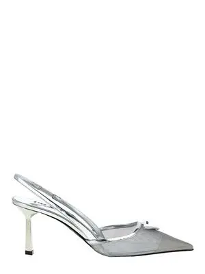 Prada PRADA Triangle Logo Slingback Silver