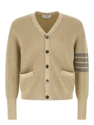Thom Browne Garment Dye Cotton Knit Cardigan - Beige