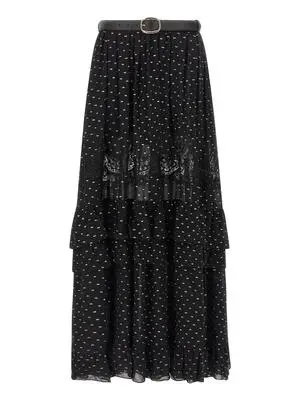 SELF-PORTRAIT Chiffon Lace Maxi Skirt