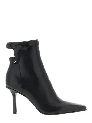 JIMMY CHOO Shiny Kidskin Leather Ankle Boots - Black