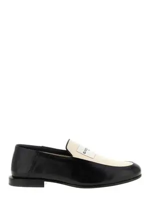 Givenchy Label Leather And Cotton Canvas Loafers - Black