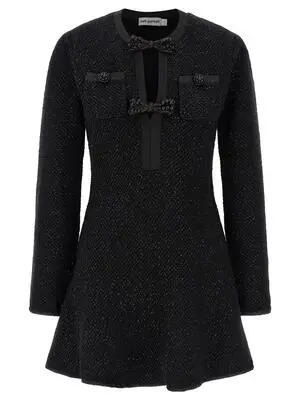 SELF-PORTRAIT Sequin Knit Mini Dress - Black