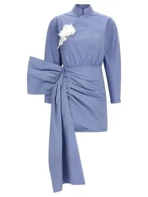 SELF-PORTRAIT SELF PORTRAIT Cotton Tie Side Mini Dress Light Blue