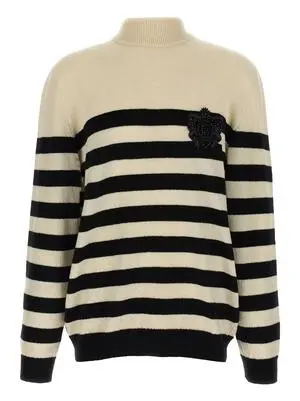 Balmain Marinière Striped Wool And Cashmere Sweater - White/black
