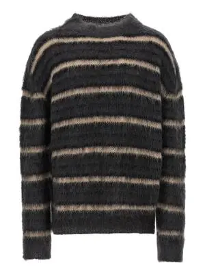 Marni Striped Brushed Mohair Sweater - Gray