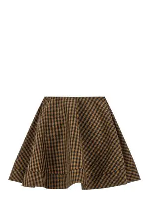 GANNI Crinkled Taffeta Skirt - Brown