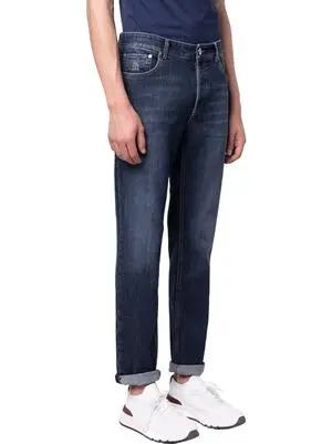 Brunello Cucinelli Logo Embroidery Stretch Jeans - Blue