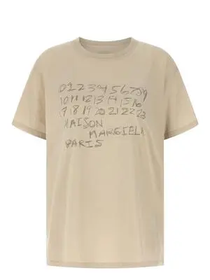 MAISON MARGIELA MAISON MARGIELA Printed Cotton T-Shirt Beige