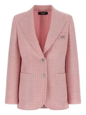Versace Check Knit Wool Crêpe Blazer - Pink