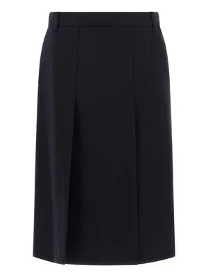 Prada Virgin Wool Midi Skirt - Blue