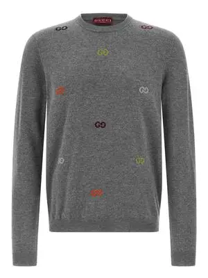 Gucci Gg Intarsia Cashmere Sweater - Gray