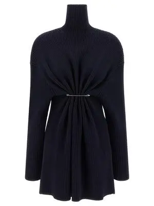 Balenciaga Pinched Ribbed Knit Mini Dress - Blue