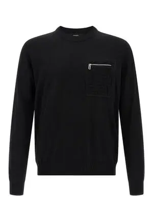 Fendi Ff Pocket Wool Sweater - Black