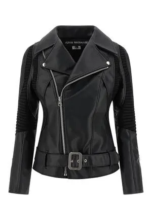 Junya Watanabe Knitted Insert Biker Jacket - Black