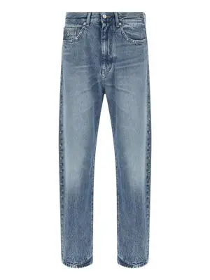 Versace Studded Straight Leg Denim Jeans - Blue