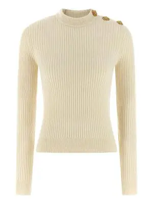 Balmain Ribbed Cashmere And Virgin Wool Sweater - White