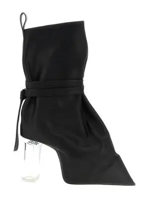 Rick Owens Tied Taco Kiss Leather Ankle Boots - Black