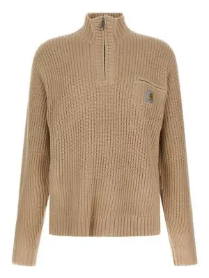 Carhartt Work In Progress Detroit Half Zip Wool Blend Sweater - Beige