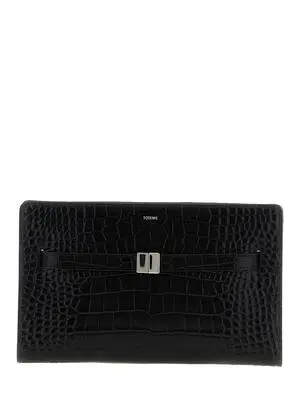 TOTEME Crocodile-print Leather Crossbody Bag - Black