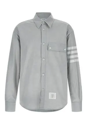 Thom Browne 4bar' Flannel Shirt - Gray