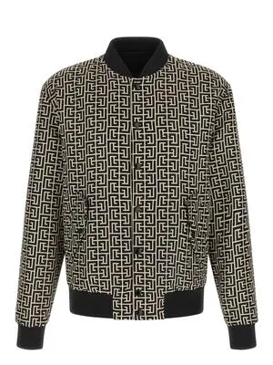 Balmain Monogram Reversible Bomber Jacket - Black