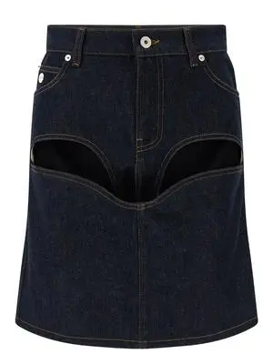 JEAN PAUL GAULTIER JEAN PAUL GAULTIER Denim Mini Skirt With Cuts And Turn Up Blue